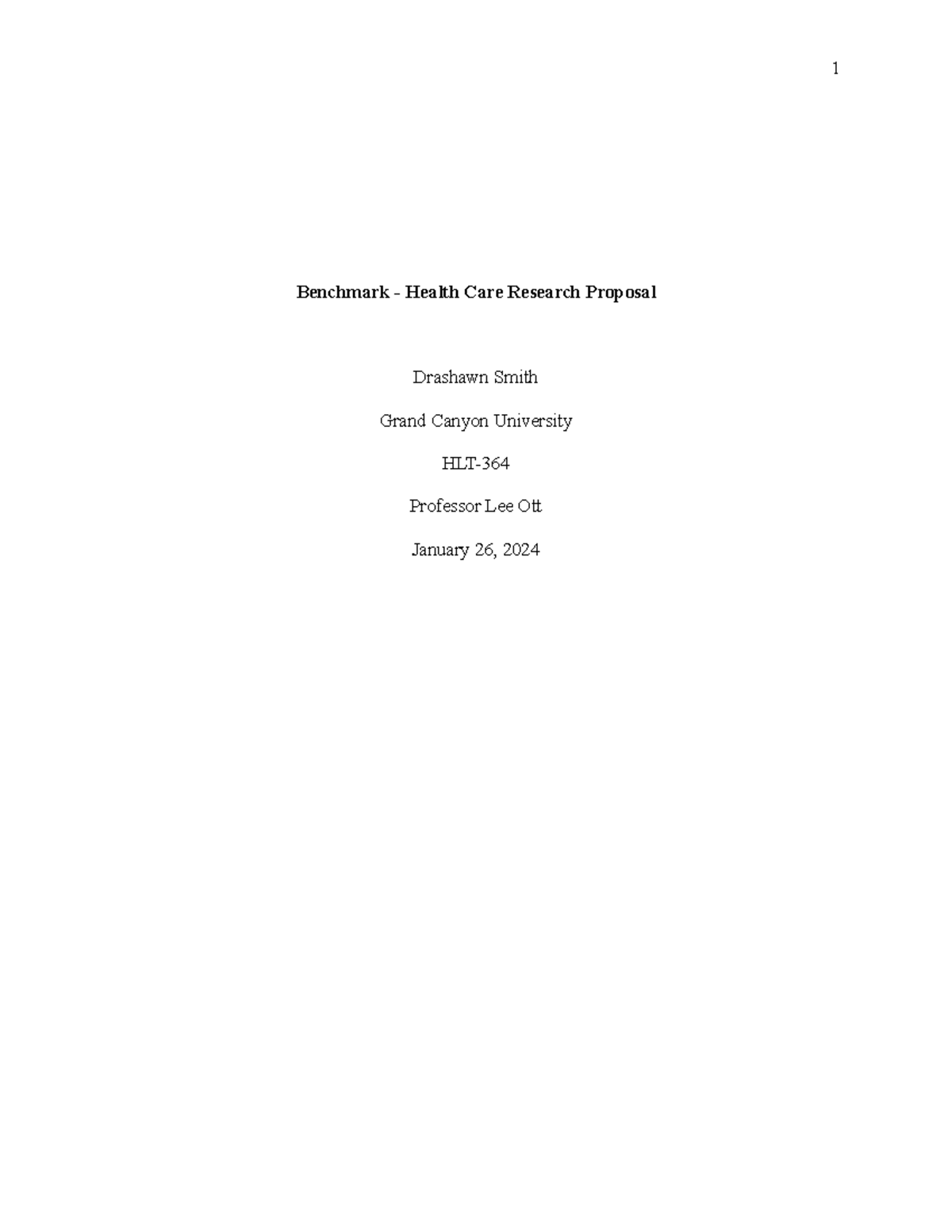 Benchmark healthcare proposal - Benchmark - Health Care Research ...