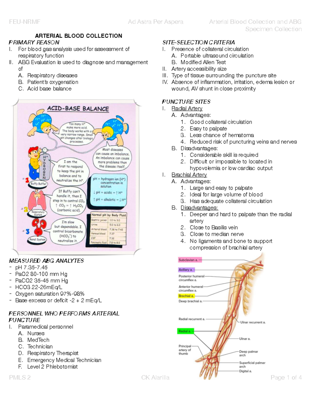 ABC and ABG PMLS 2 - ABG - Specimen Collection ARTERIAL BLOOD ...