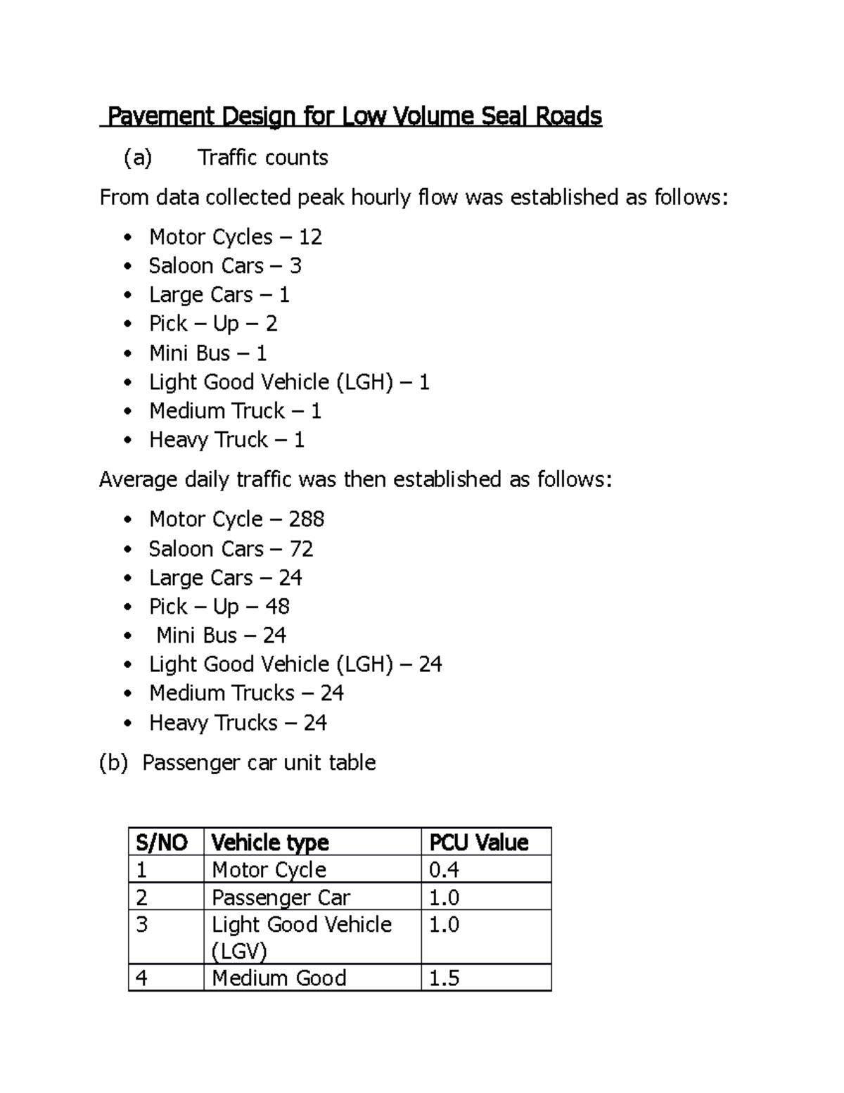 Pavement Design for Low Volume Seal Roads - 2 Passenger Car 1. 3 Light ...