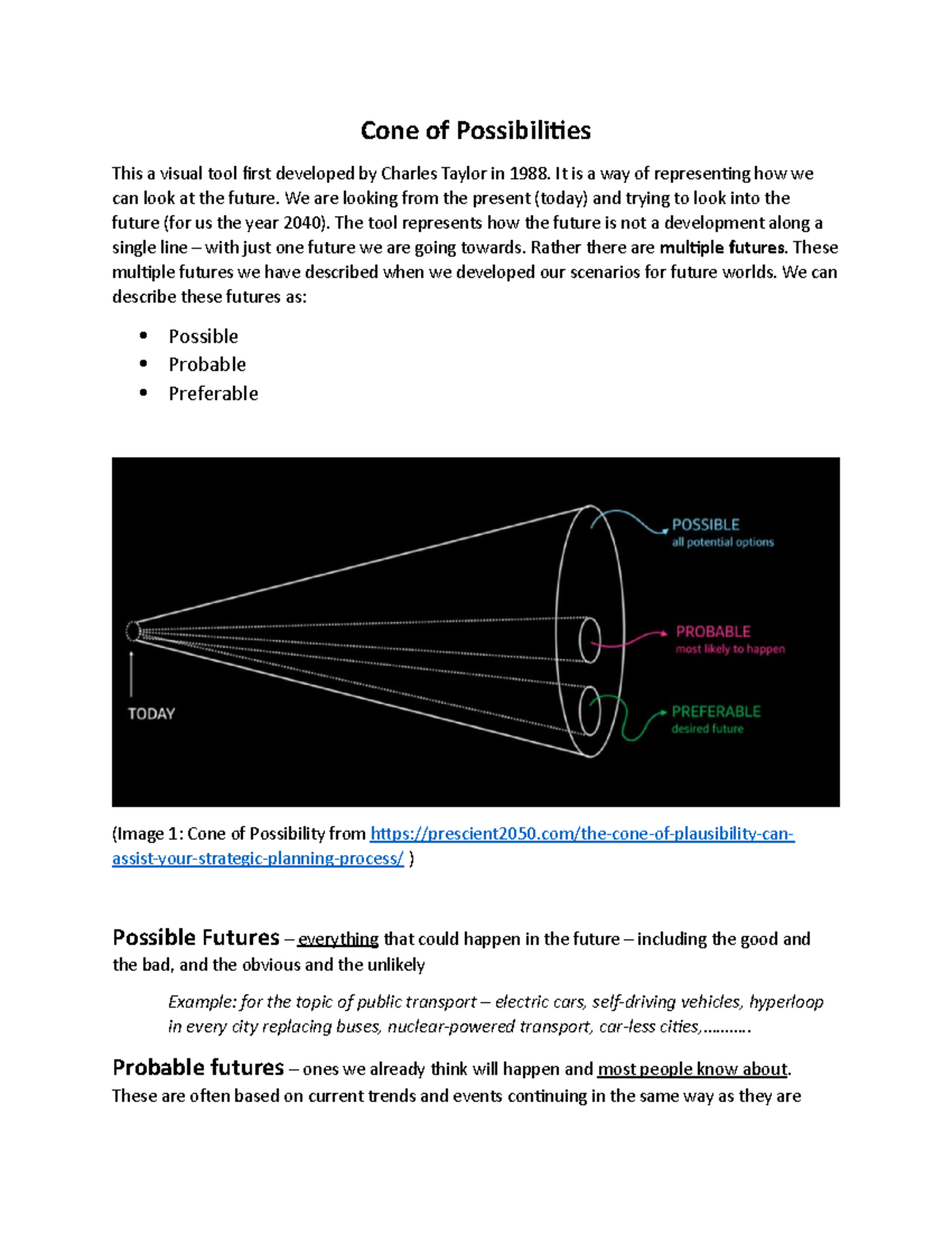 Cone of Possibilities - text - Applied statics - Studocu