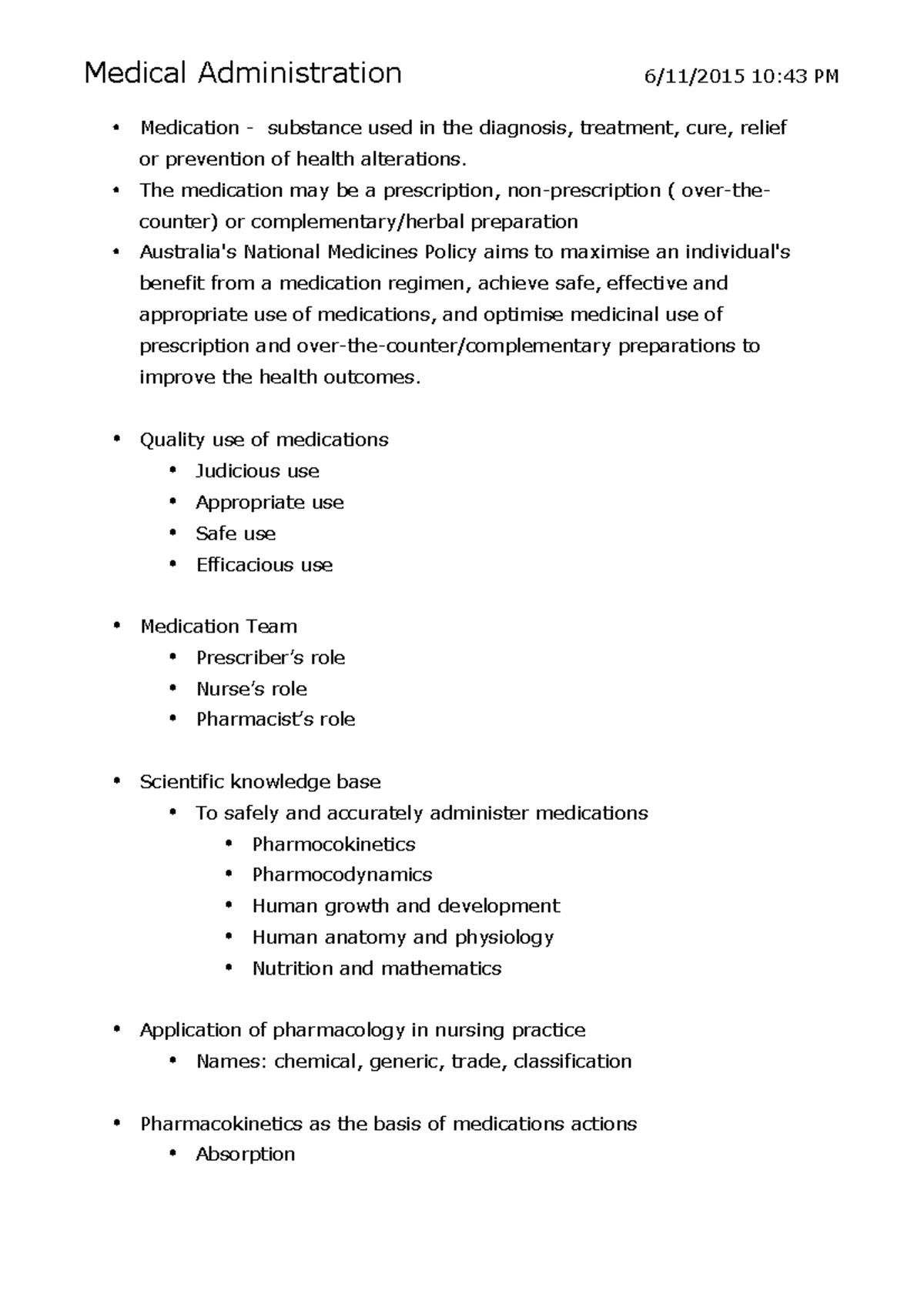 Acute Care Nursing Practice - Lecture notes - NURS1008 - Medical ...