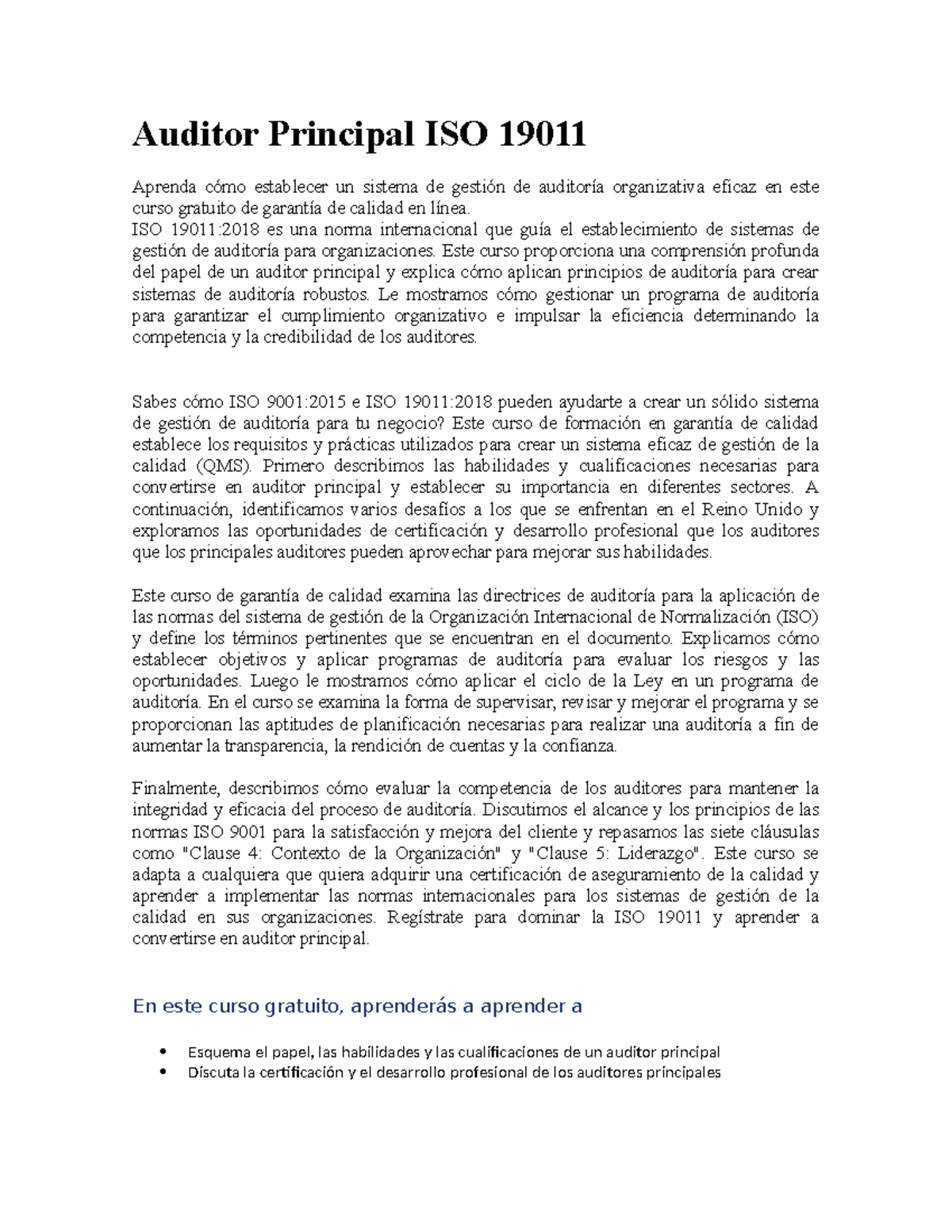 Auditor Principal ISO 19011 - Auditor Principal ISO 19011 Aprenda cómo ...