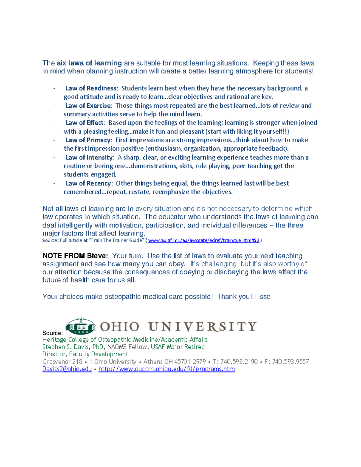 Facdev sixlaws oflearning - The six laws of learning are suitable for ...