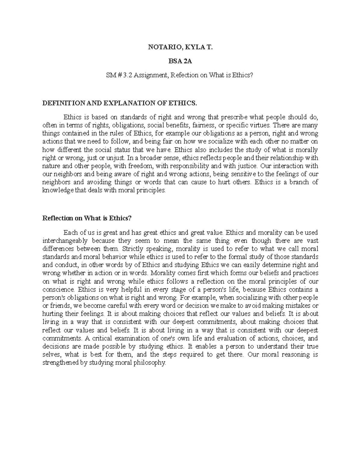 D1drdgewzts - Good summary - NOTARIO, KYLA T. BSA 2A SM # 3 Assignment ...