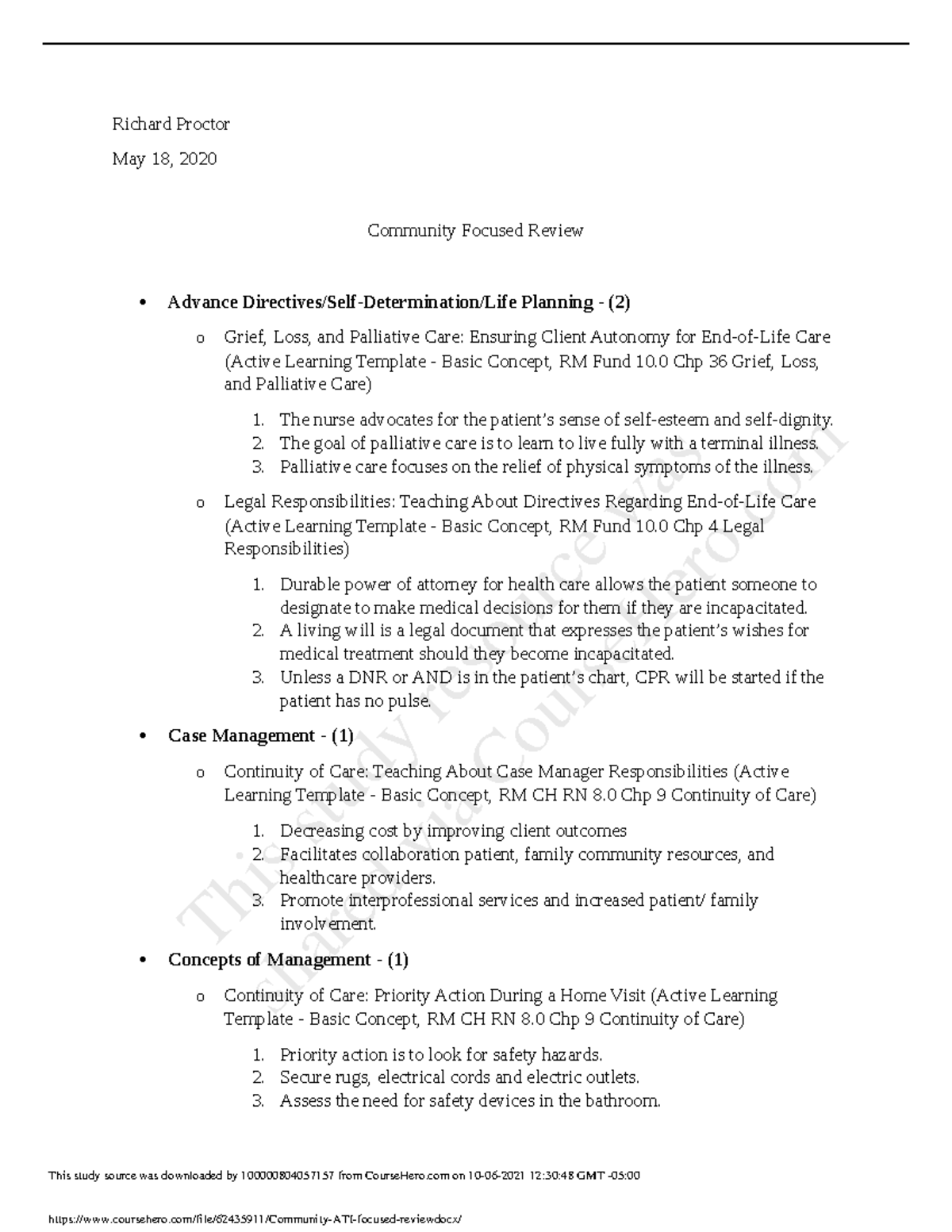 Community ATI focused review - Nursing - Stratford - Studocu