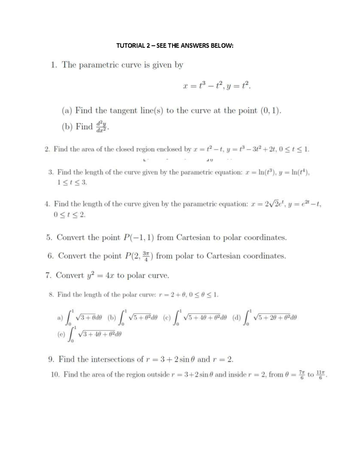 Tutorial 2 - professor: Eric hua - Math 2004 - TUTORIAL 2 – SEE THE ...
