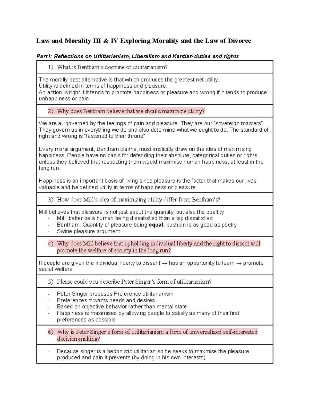 Tutorial 6 1009 - Law and Morality III & IV Exploring Morality and the ...