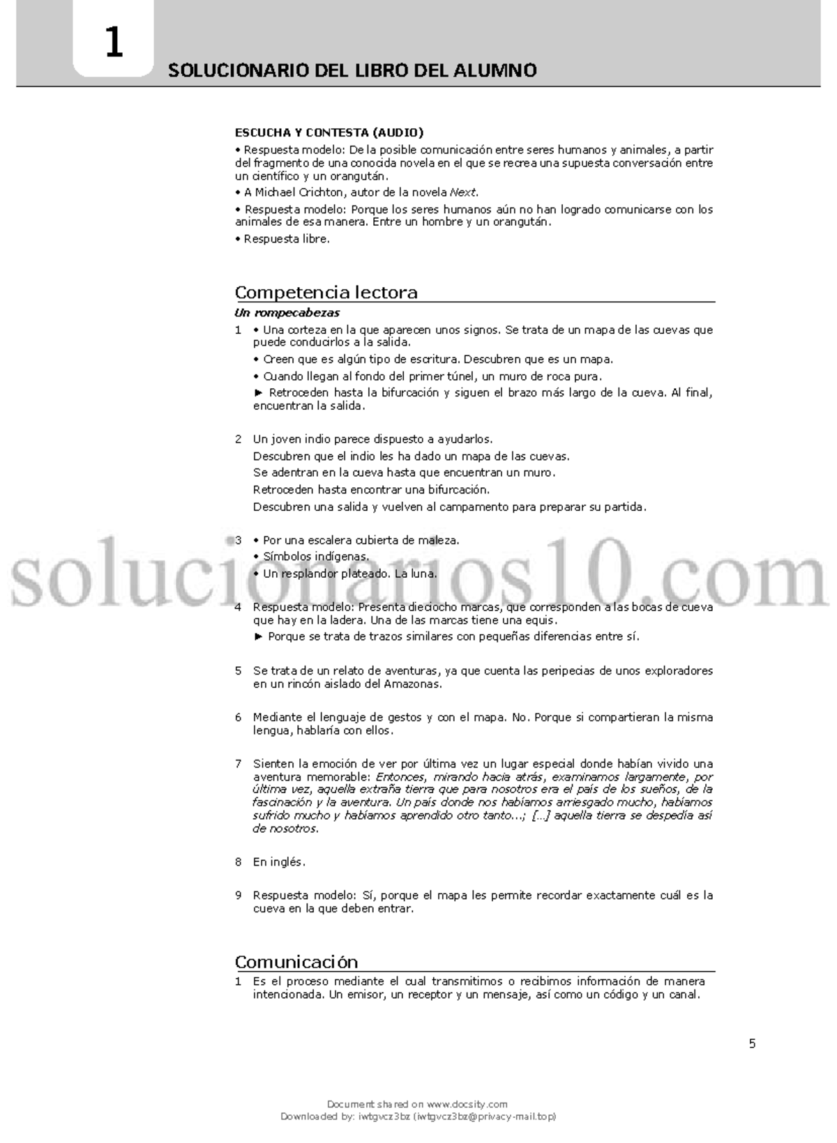 Unidad-1-Solucionarios 10 - ESCUCHA Y CONTESTA (AUDIO) Respuesta modelo ...