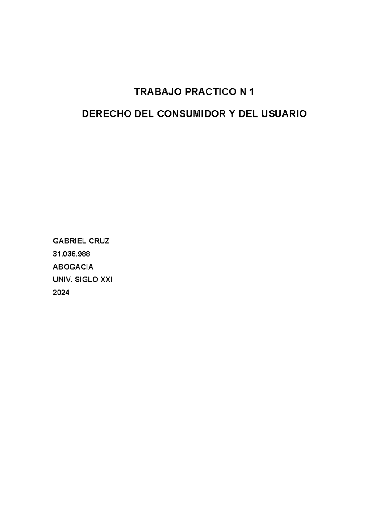 Trabajo practico N 1 derecho consumidor fi - TRABAJO PRACTICO N 1 ...
