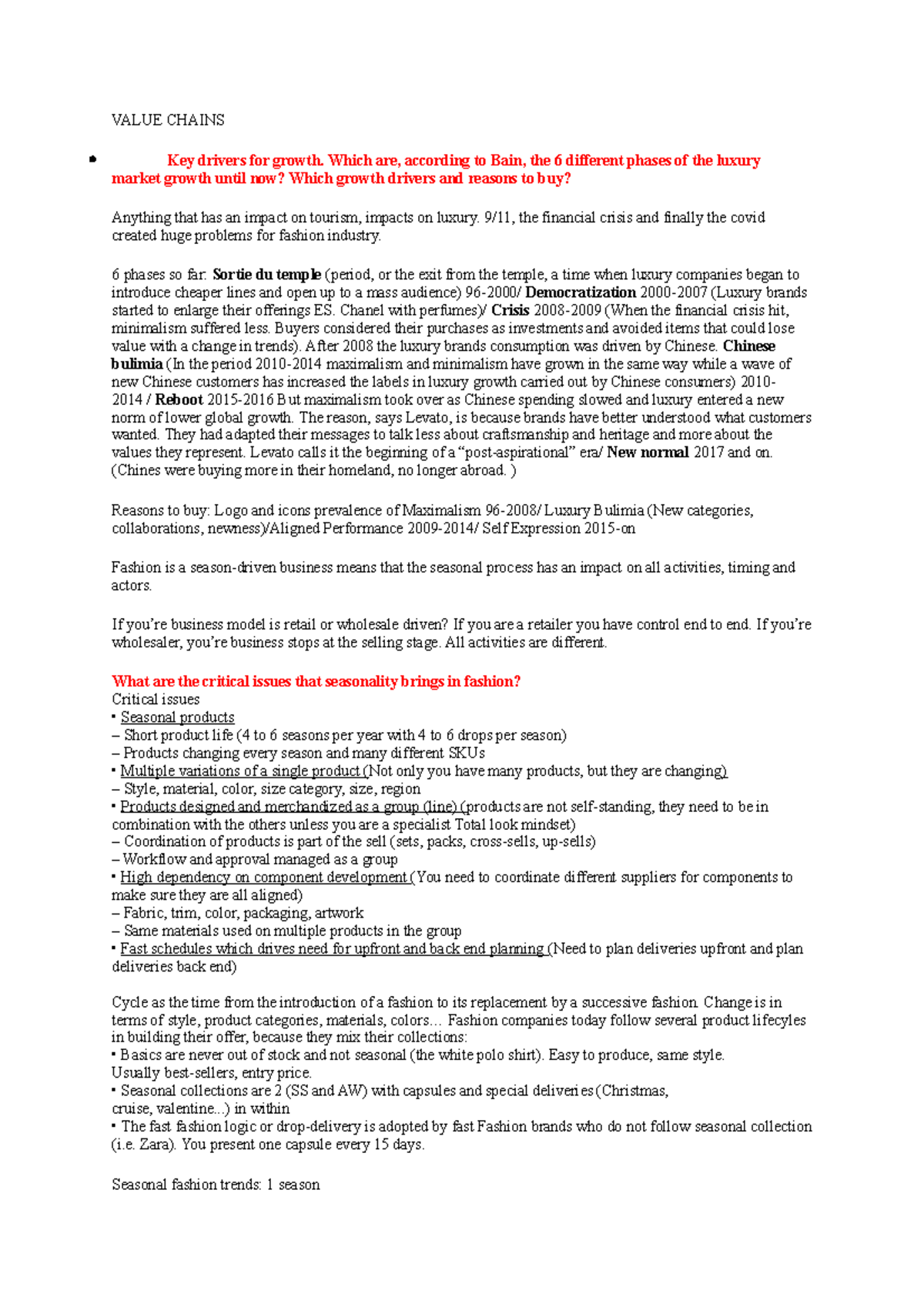 Value Chains- Part 1 - VALUE CHAINS Key drivers for growth. Which are ...