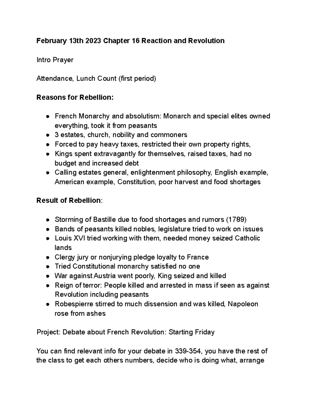 13-17 February World History - February 13th 2023 Chapter 16 Reaction ...