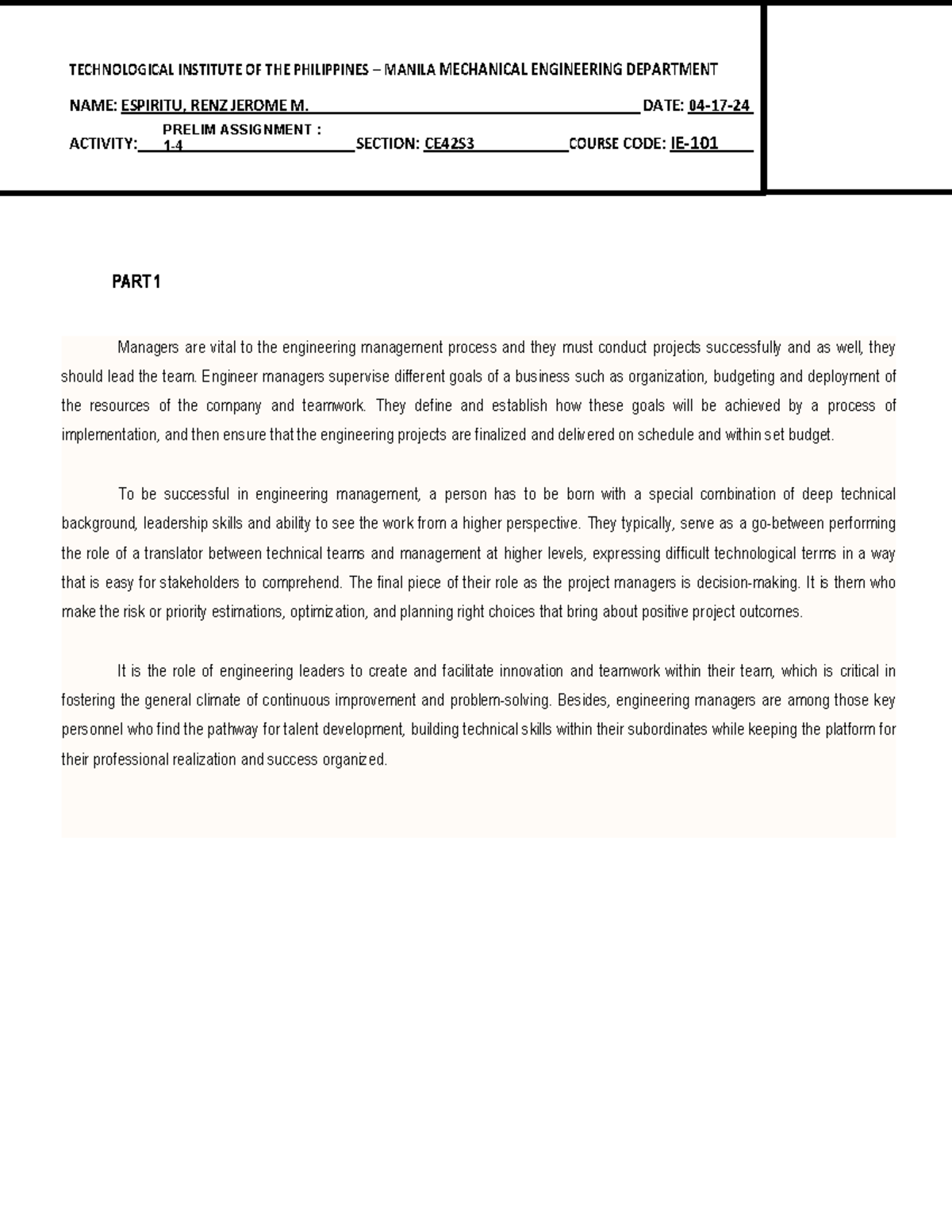 Espiritu RENZ Jerome P - Goodluck - TECHNOLOGICAL INSTITUTE OF THE ...