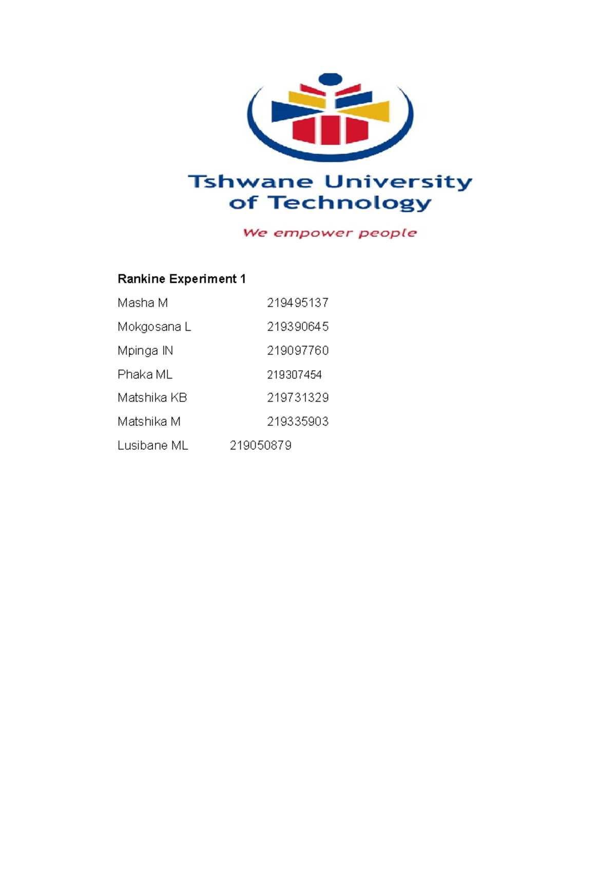 Rankine Experiment 1 - Bengtech Mechanical Engineering - Contents 1 ...