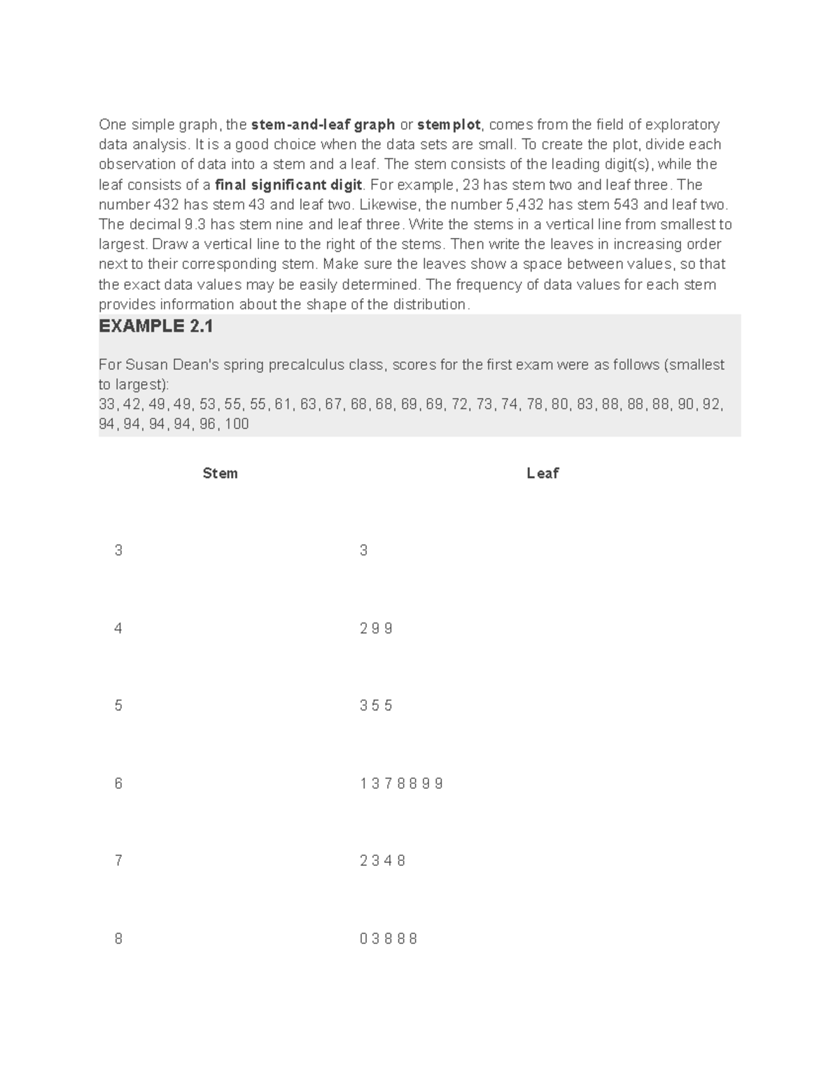 Bar graph and line graph - One simple graph, the stem-and-leaf graph or ...