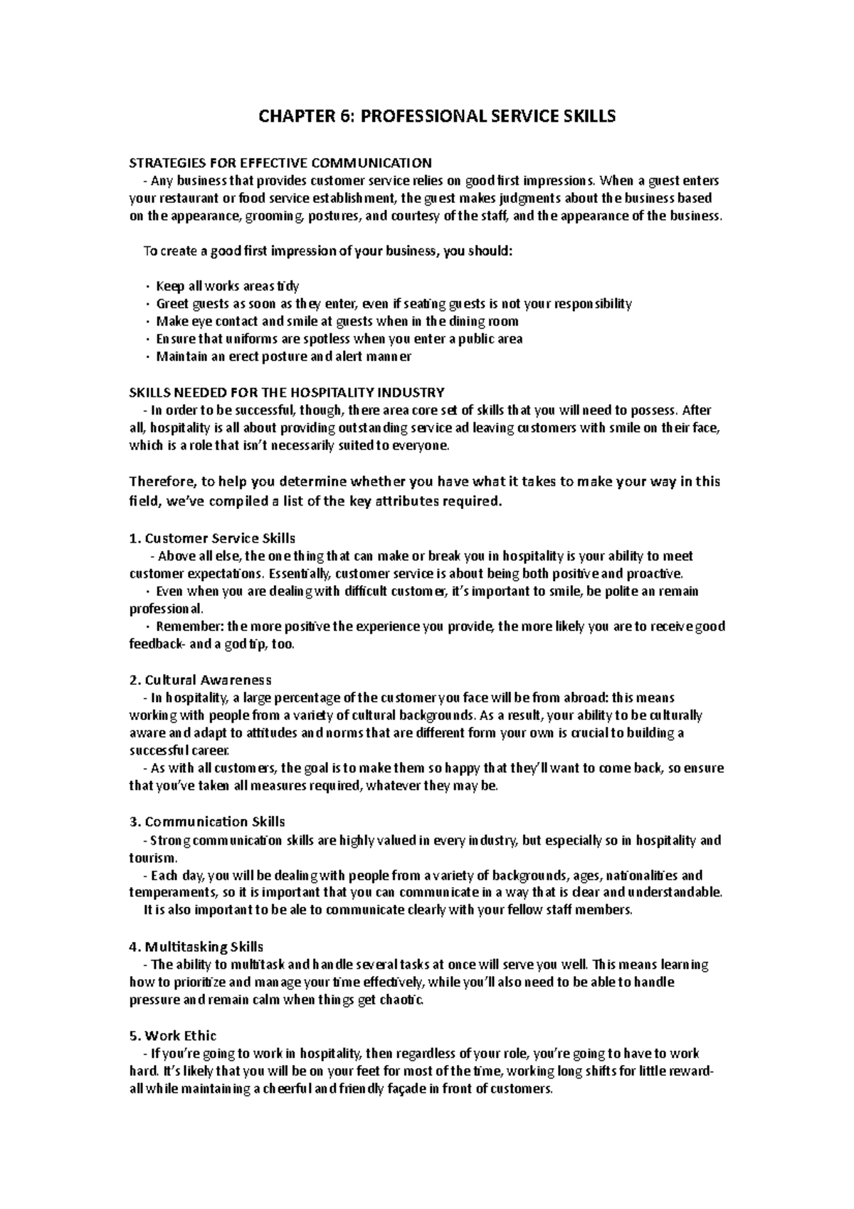 Professional Service Skills - CHAPTER 6: PROFESSIONAL SERVICE SKILLS ...