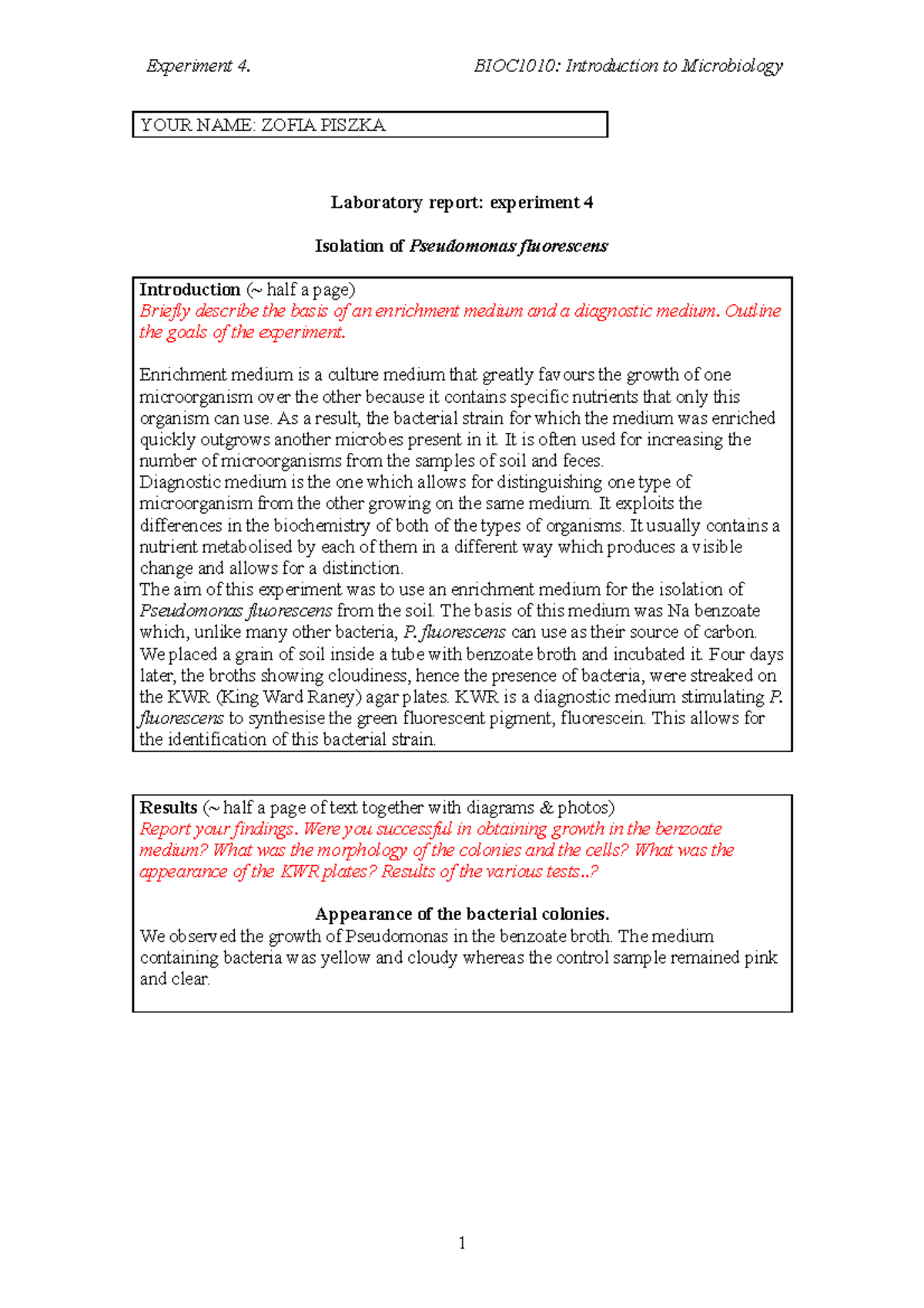 Expt 4 template (2018 ) - Report on the laboratory work and results ...