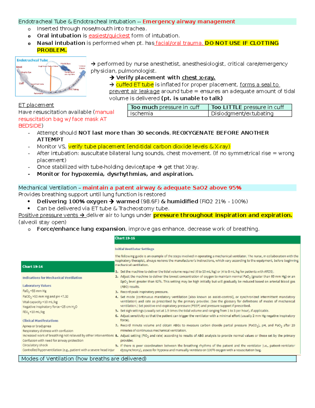 Unit 4 exam notes - Endotracheal Tube & Endotracheal Intubation ...