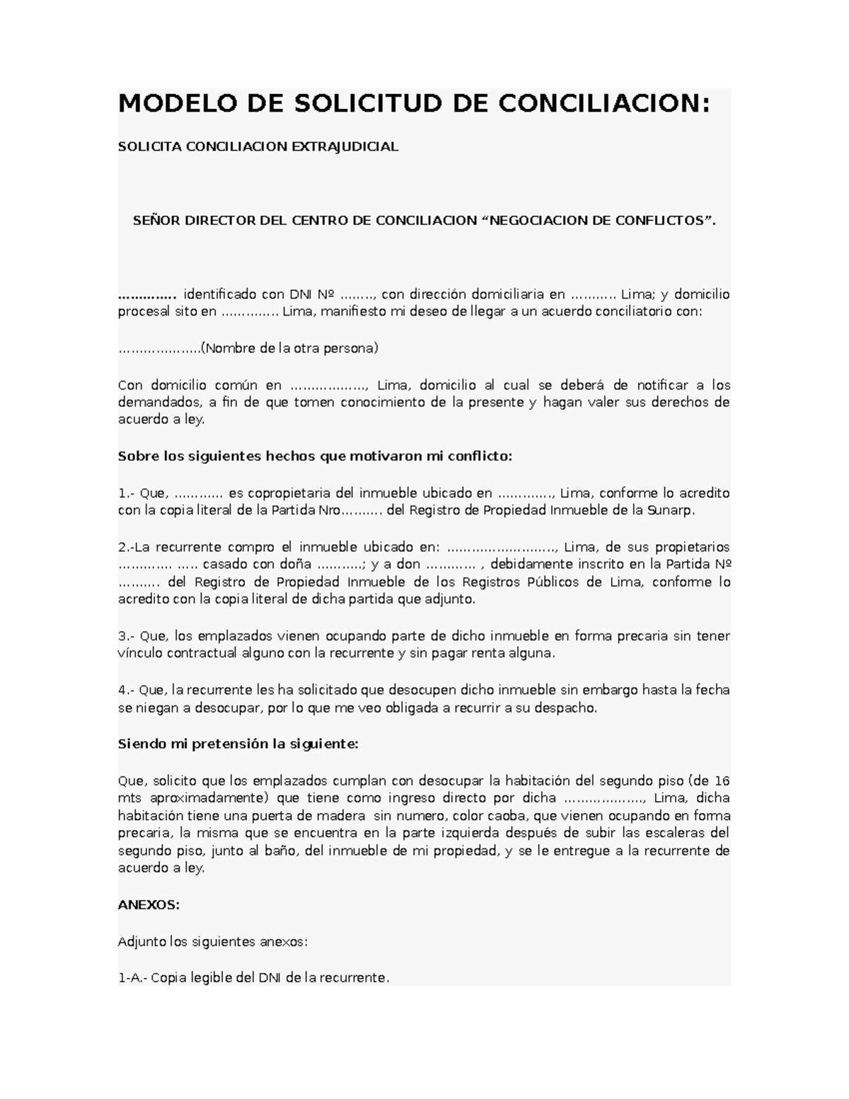 Modelo De Solicitud Trabajo
