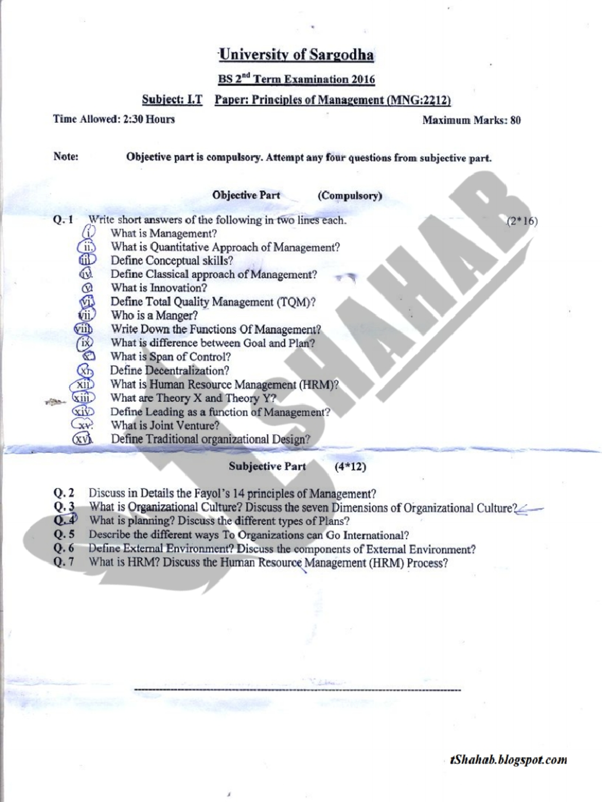 POM IT 2016 - Principle of management - University of Sargodha BS 2nd ...