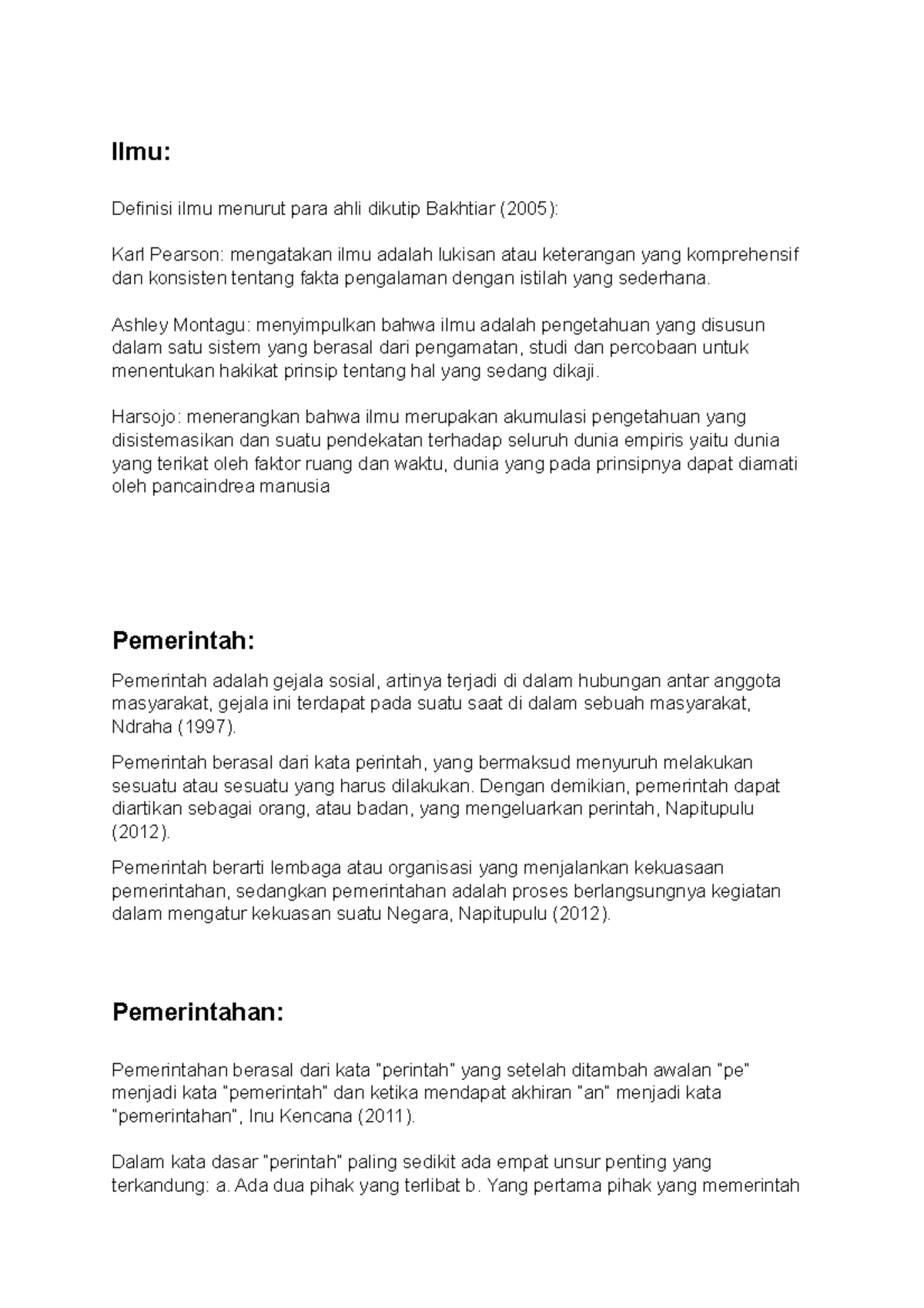 Ilmu pemerintahan BAB 1 ( definisi ilmu ) - Ilmu: Definisi ilmu menurut ...