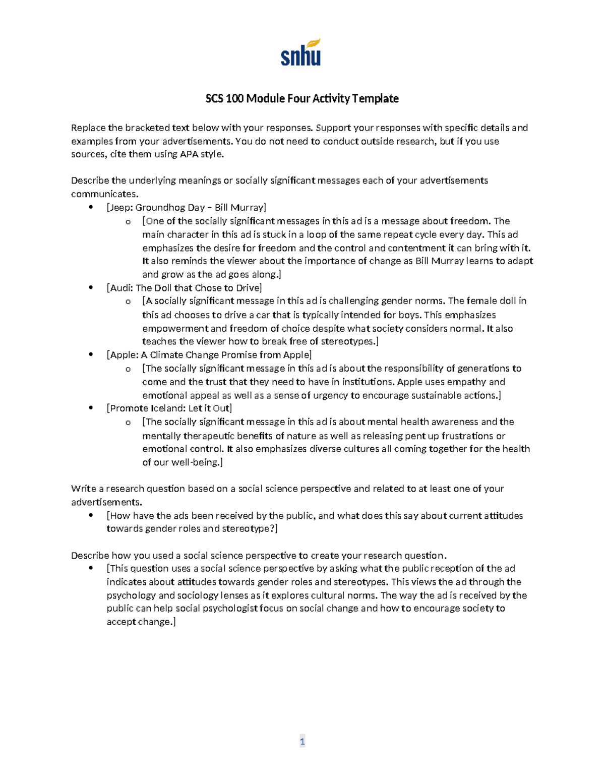 SCS 100 Module Four Activity Completed - SCS 100 Module Four Activity ...