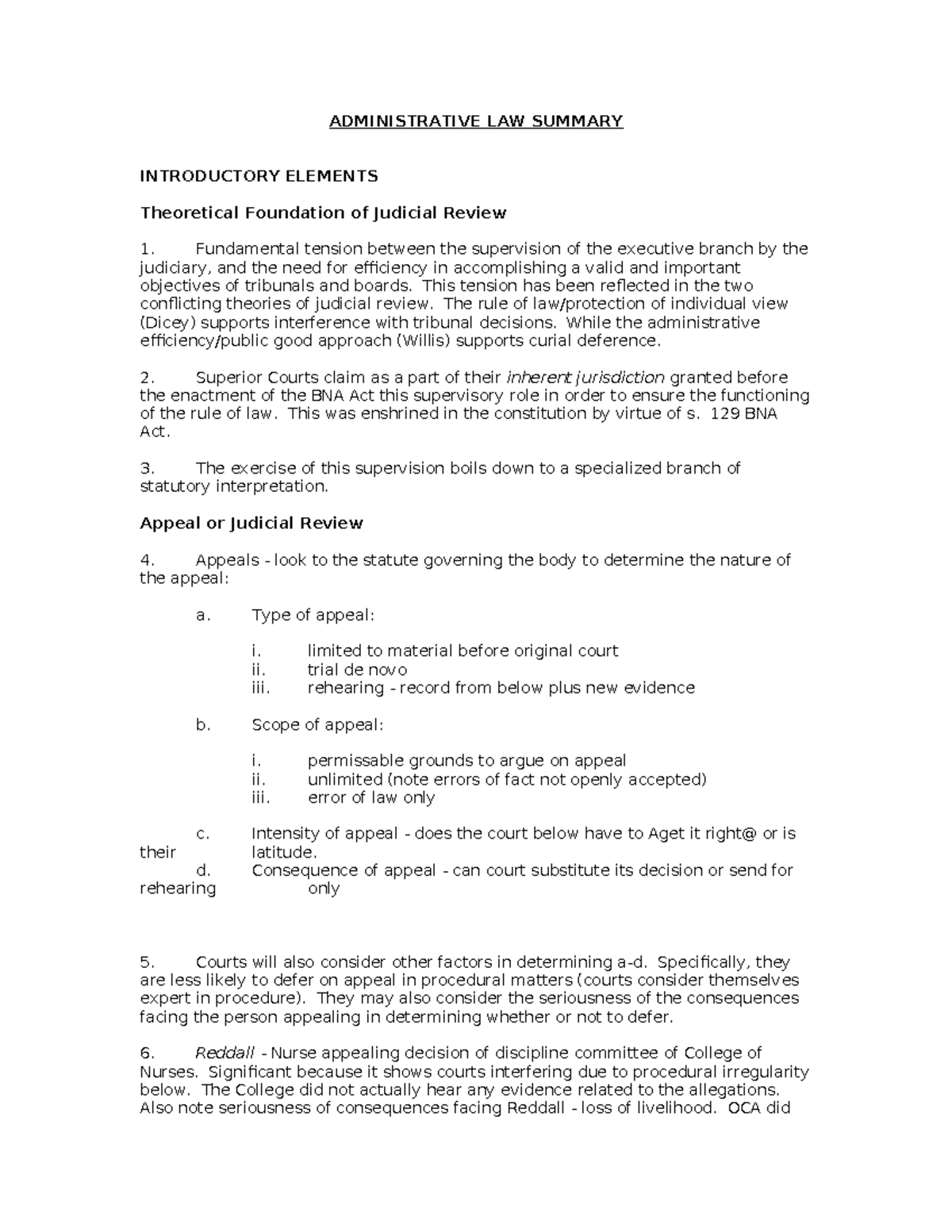 Administrative Summary 1 - ADMINISTRATIVE LAW SUMMARY INTRODUCTORY ...