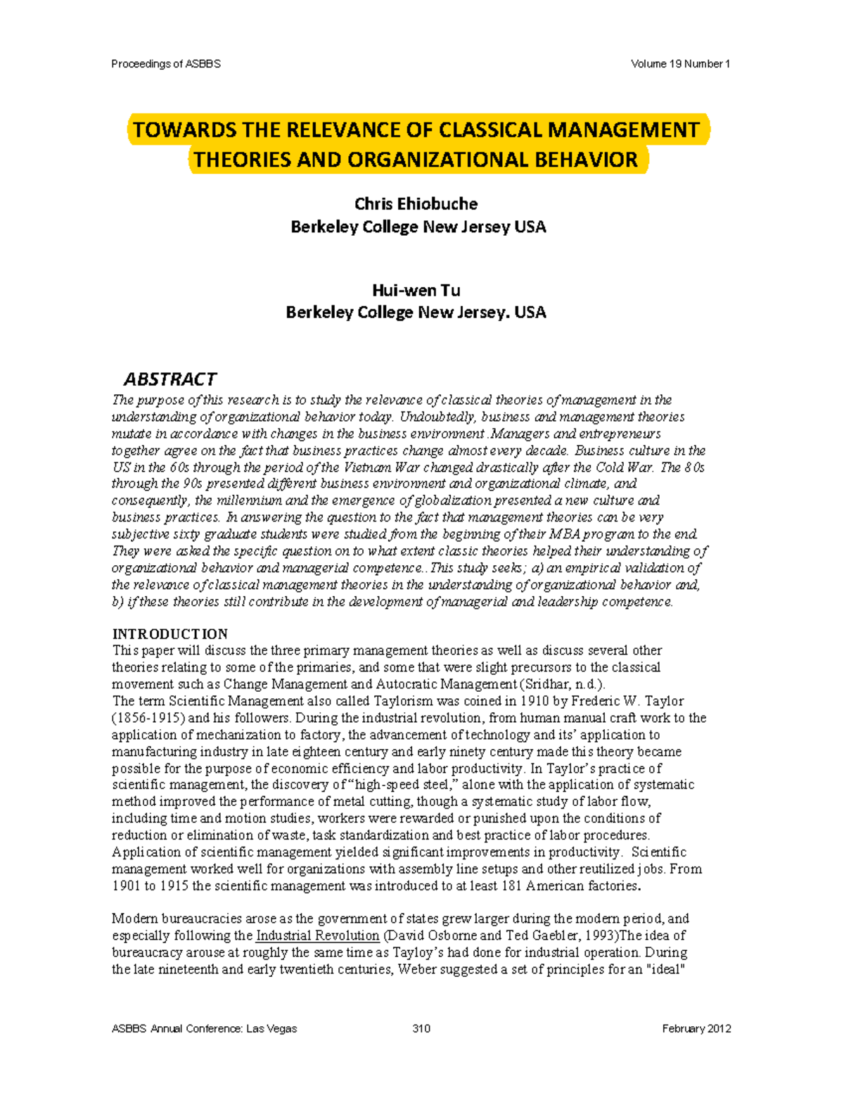 Towards The Relevance of Classical Management Theories and ...