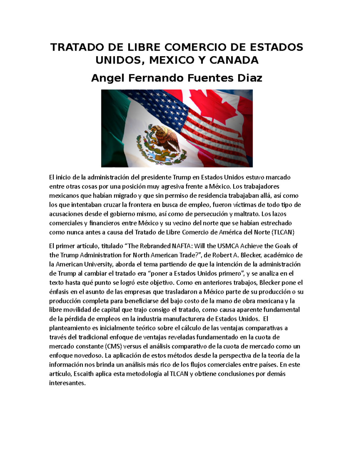 Tratado DE Libre Comercio DE Estados Unidos, Mexico Y Canada - TRATADO DE LIBRE COMERCIO DE ...