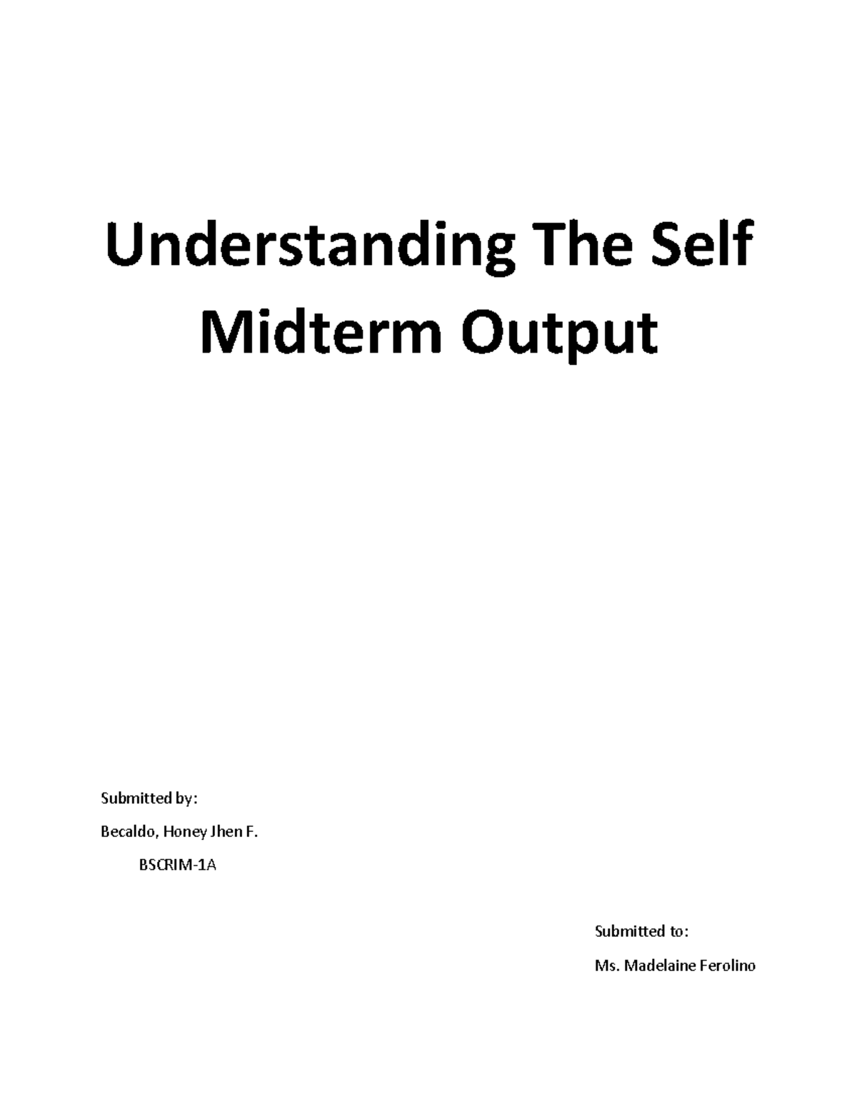 Understanding The Self Midterm Outputf Understanding The Self Midterm