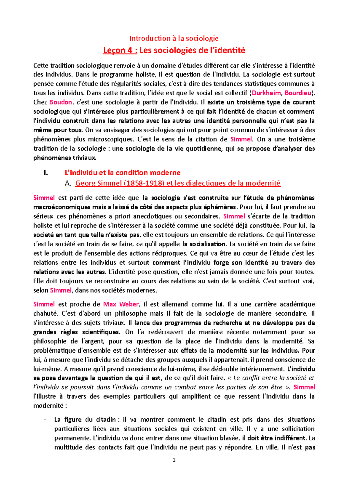 Les sociologies de l’identité - Introduction à la sociologie Leçon 4 ...