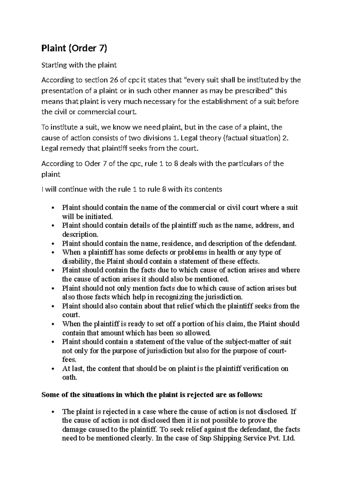 DPC ppt content - Plaint (Order 7) Starting with the plaint According to section 26 of cpc it ...