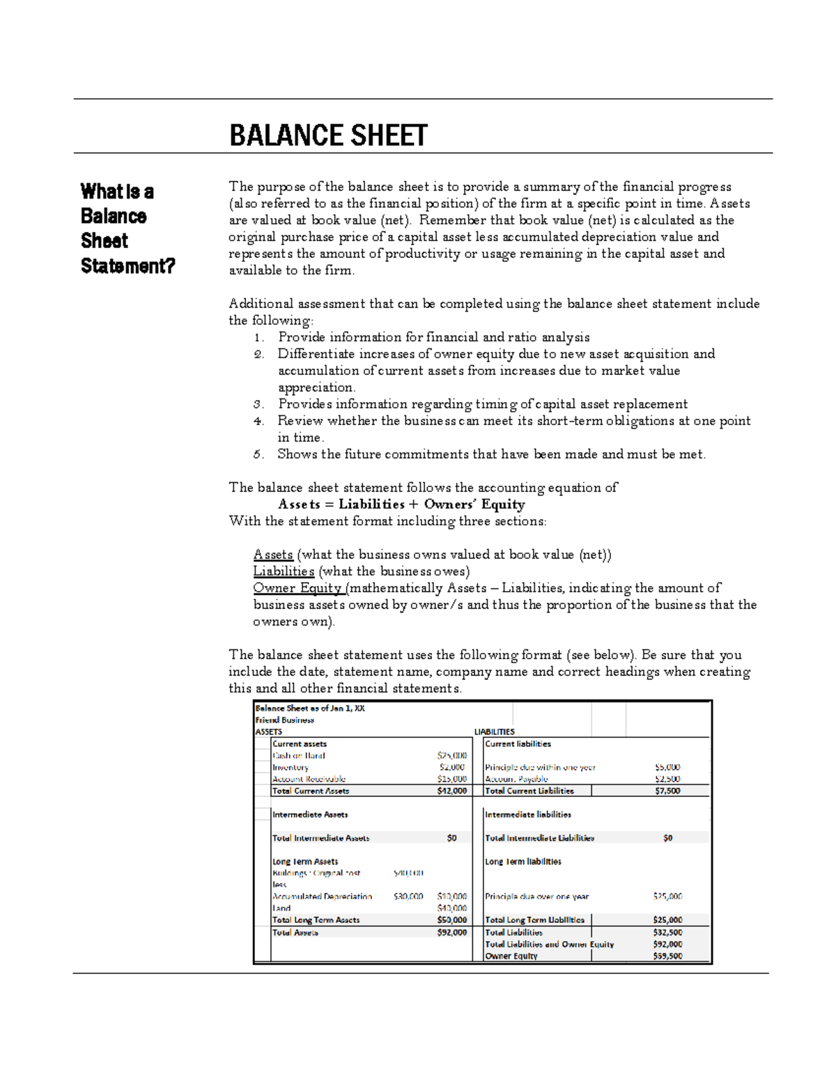 Balance Sheet Fact Sheets - BALANCE SHEET What is a Balance Sheet ...