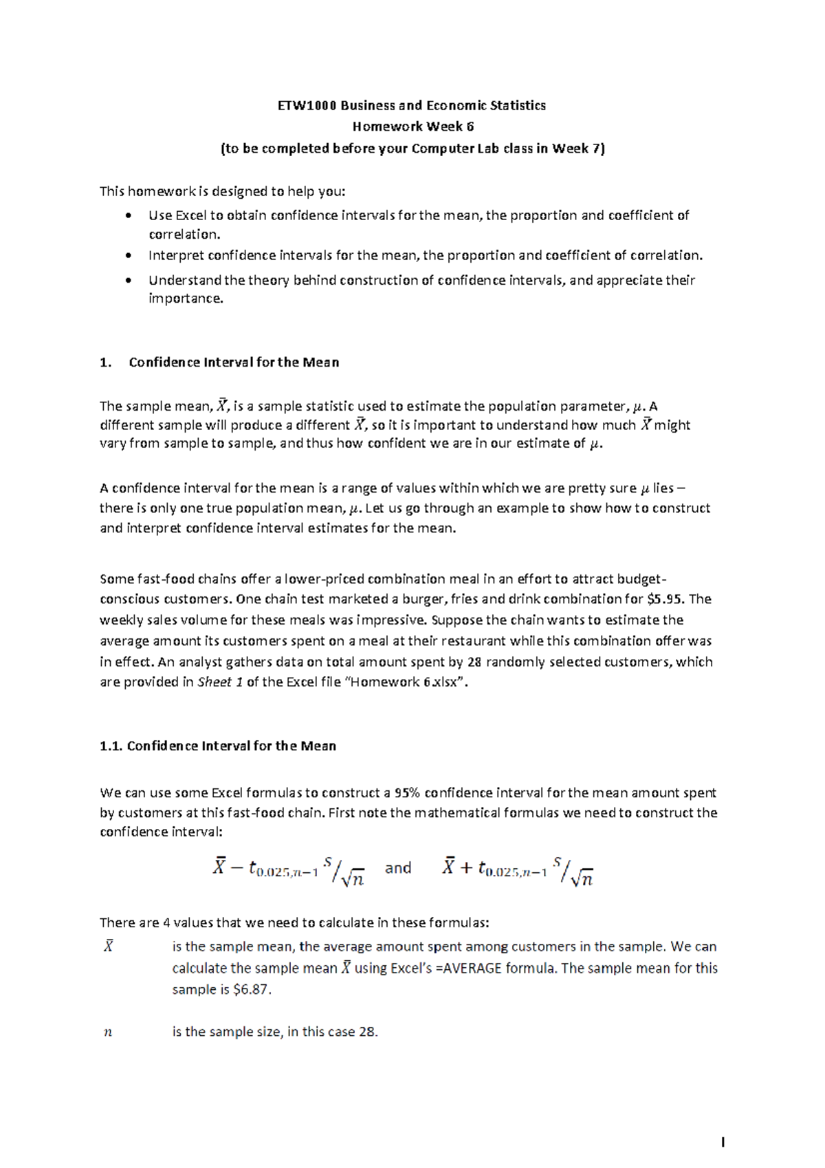 Homework 6 - Tutorial 2020 S1 - ETW1000 Business and Economic ...