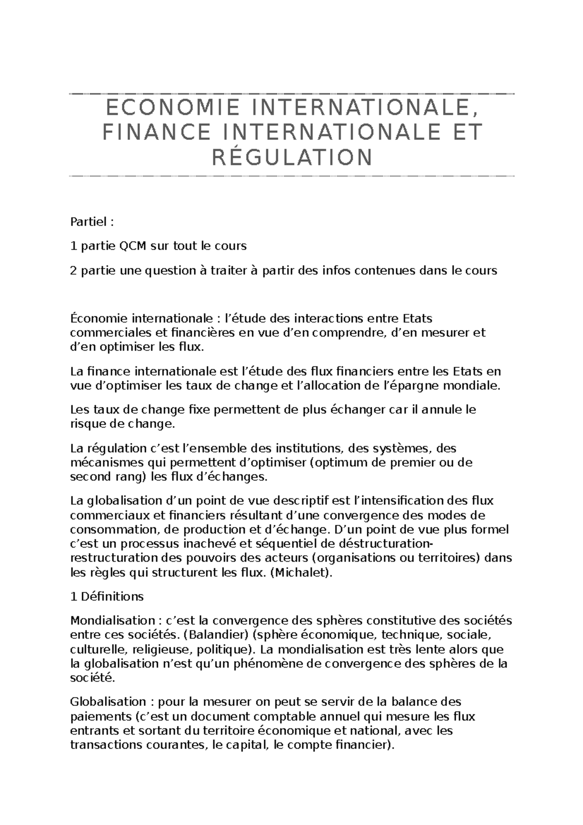 Economie internationale - ECONOMIE INTERNATIONALE, FINANCE ...