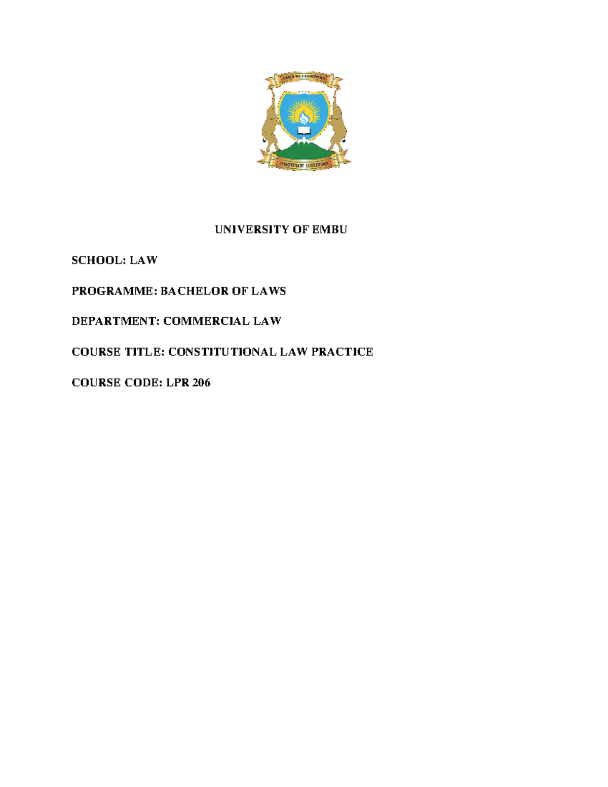 Constitutional Litigation - UNIVERSITY OF EMBU SCHOOL: LAW PROGRAMME ...