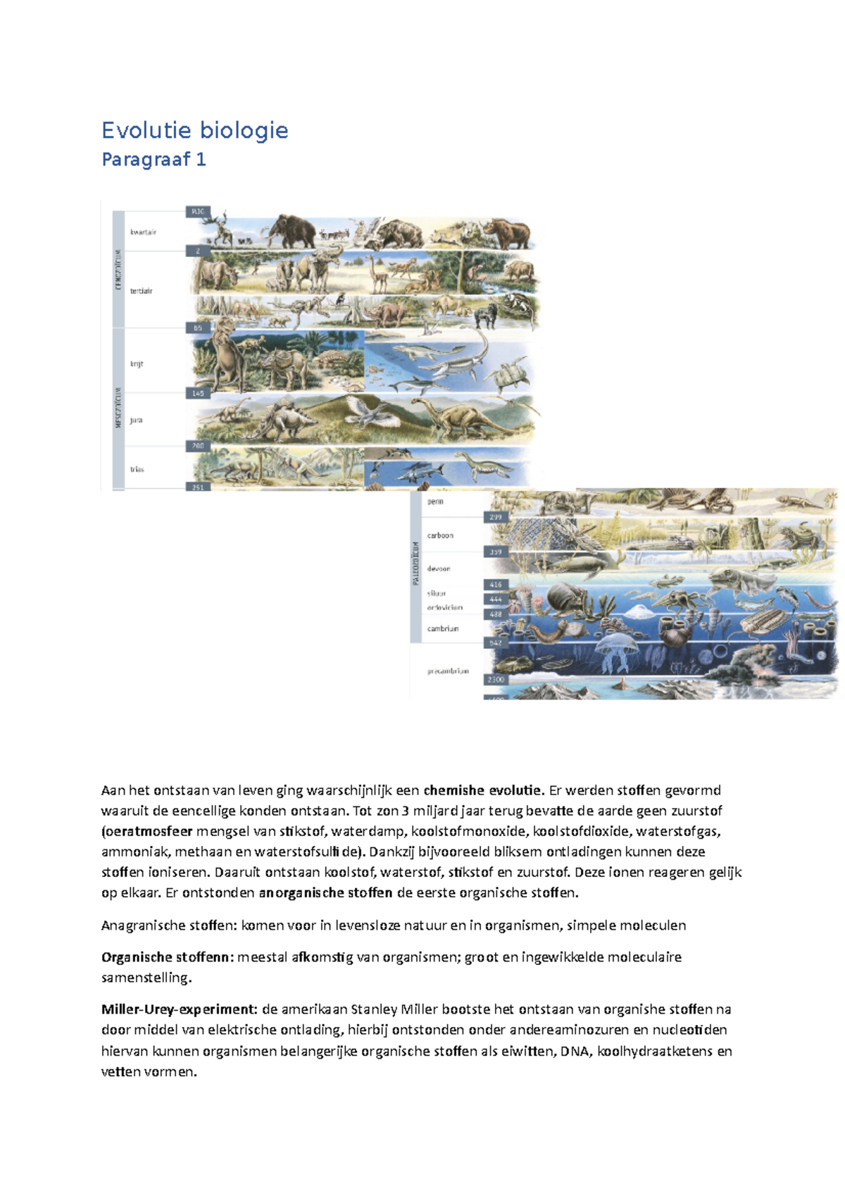 Evolutie biologie - Evolutie biologie Paragraaf 1 Aan het ontstaan van ...