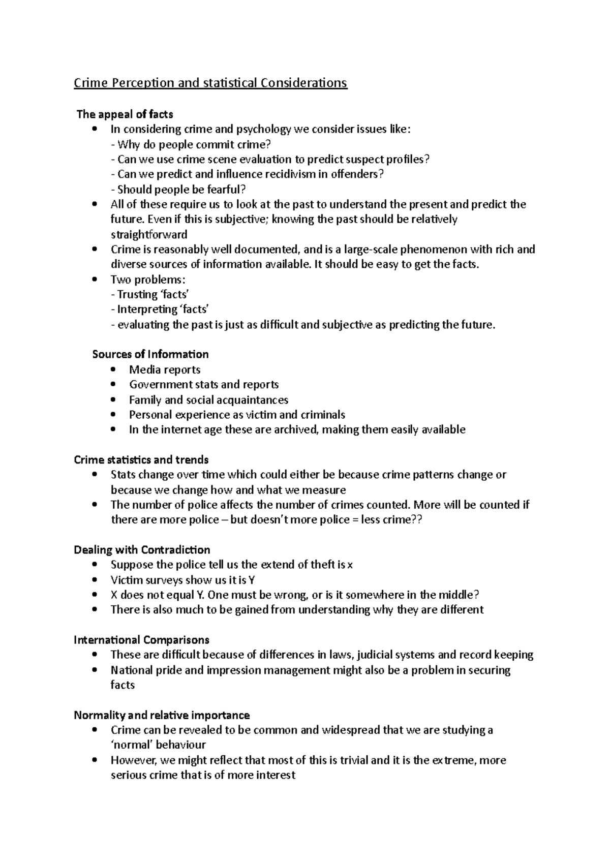 Crime Perception and statistical Considerations - Even if this is ...