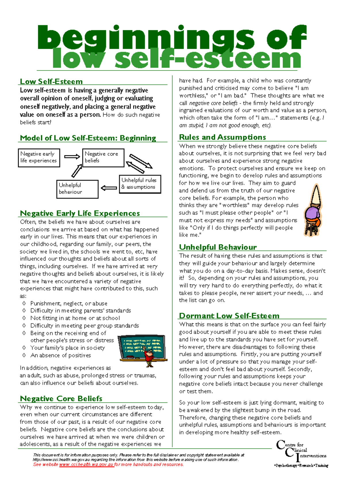 Self-Esteem Information Sheet - 02 - Beginnings of Low Self-Esteem ...