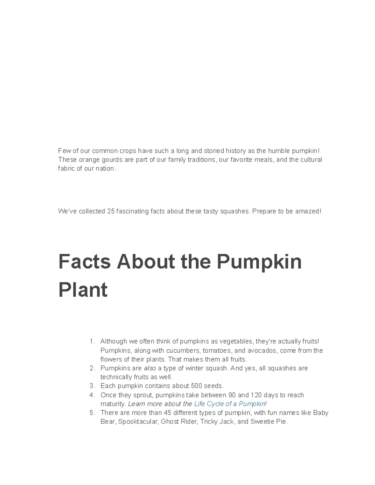 Untitled document - 25 Fascinating Pumpkin Facts SEPTEMBER 15, 2021 Few ...