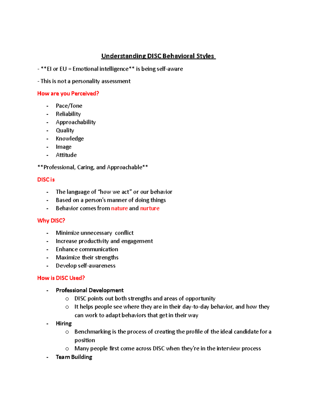 Understanding DISC Behavioral Styles - Watch your words; they become ...