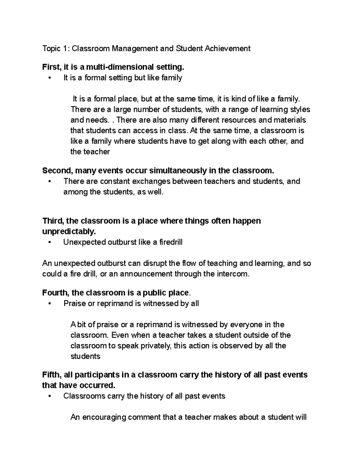 Module 10 educ210 - lesson 10 notes - Topic 1: Classroom Management and ...