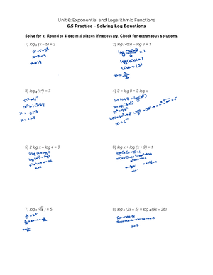 Solving log equations - Unit 6: Exponential and Logarithmic Functions 6 ...