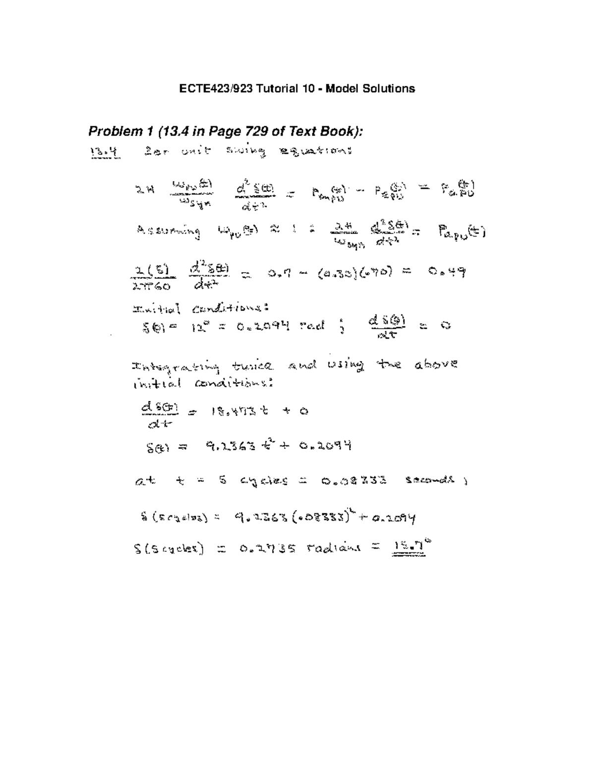 Tut10 ECTE423 823 923 2023 Solutions - ENGG941 - ECTE423/923 Tutorial 1 ...