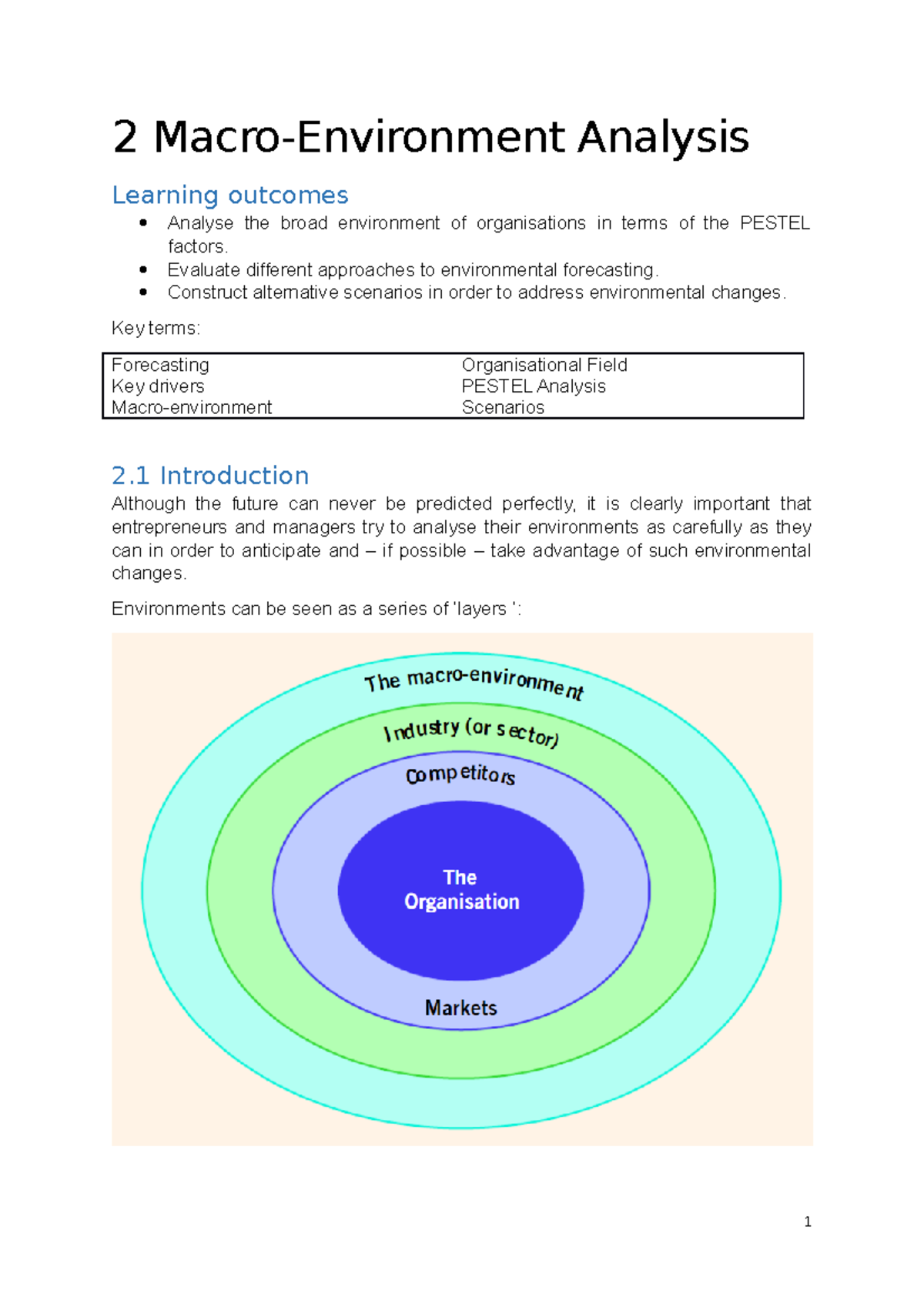 2 Macro Environment Analysis - 2 Analysis Learning outcomes Analyse the ...