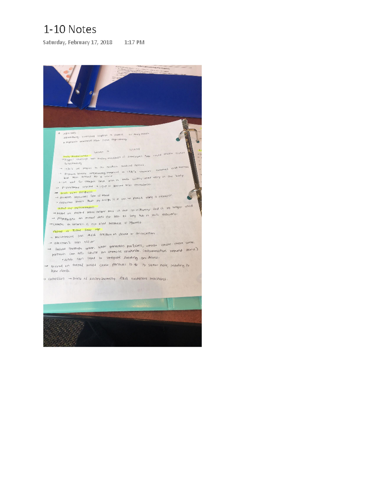 Jan 10 Notes - Professor: Dr. Taylor Ware - Notes Saturday, February 17 ...