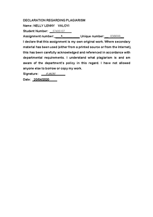 Declaration Form - HONESTY DECLARATION FOR THE DEPARTMENT OF ENGLISH ...
