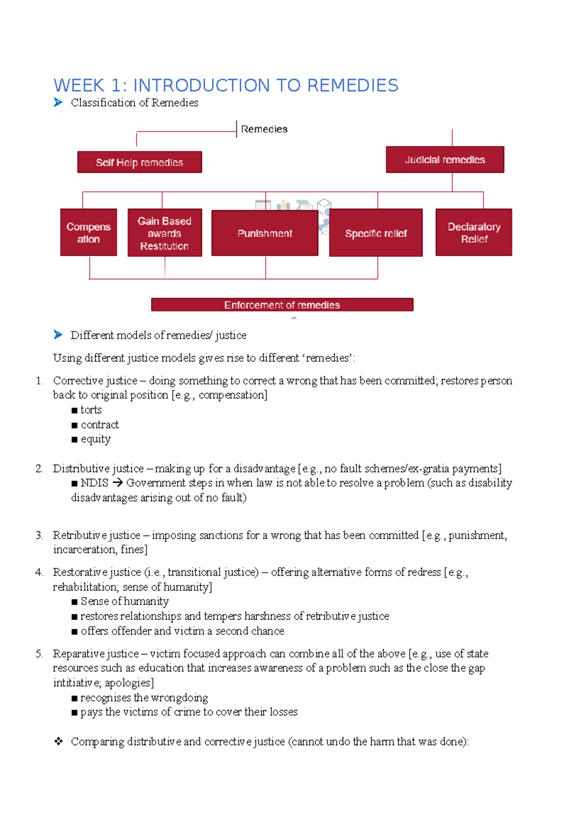 Remedies notes session 3 - WEEK 1: INTRODUCTION TO REMEDIES ...