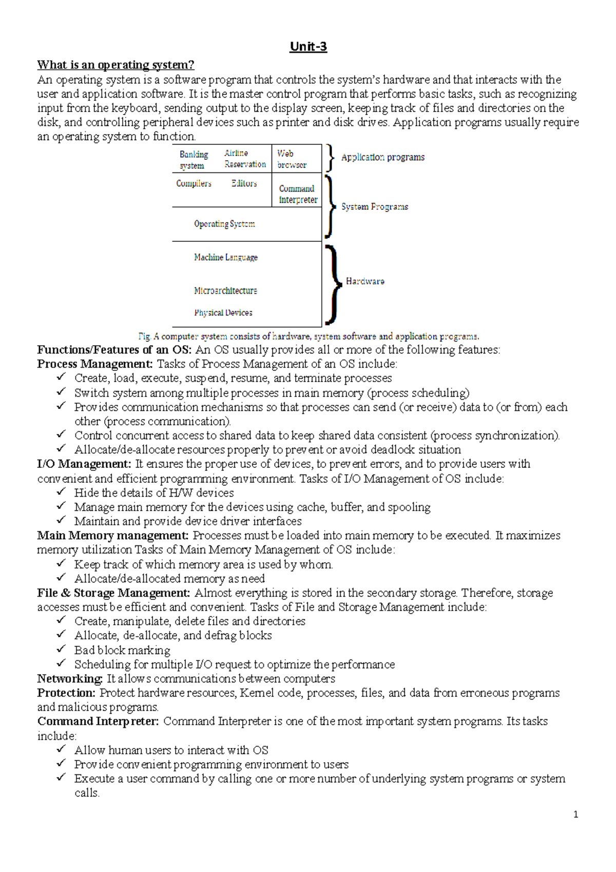 Fundamental Unit 3 - Lecture notes 3 - Unit- What is an operating ...