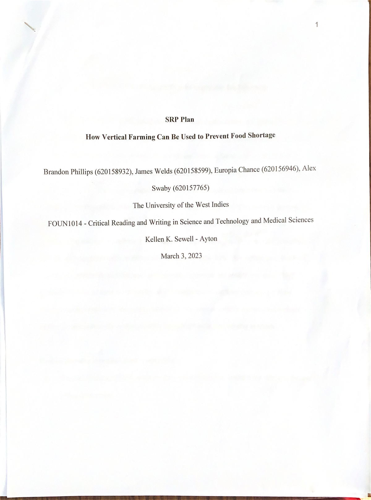 SRP Plan corrections - Interesting coursework and give great insight ...