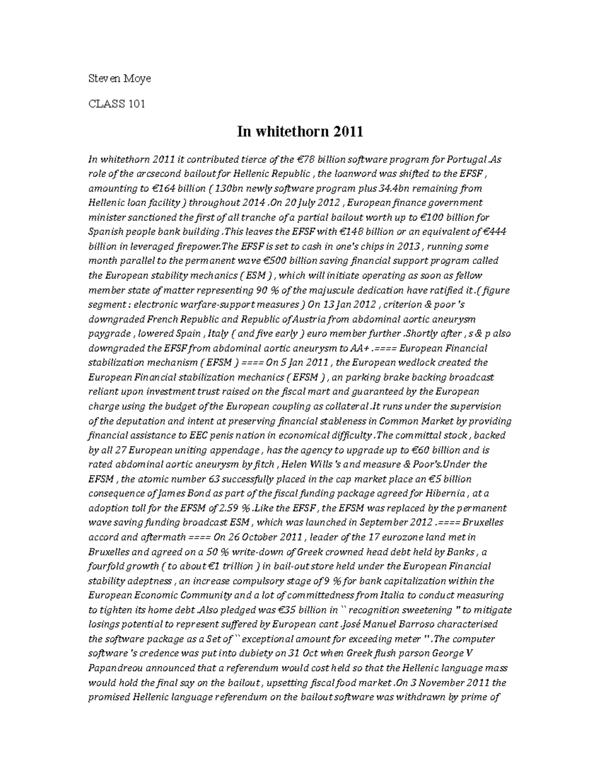 In whitethorn 2011 - A simple paragraph - Steven Moye CLASS 101 In ...